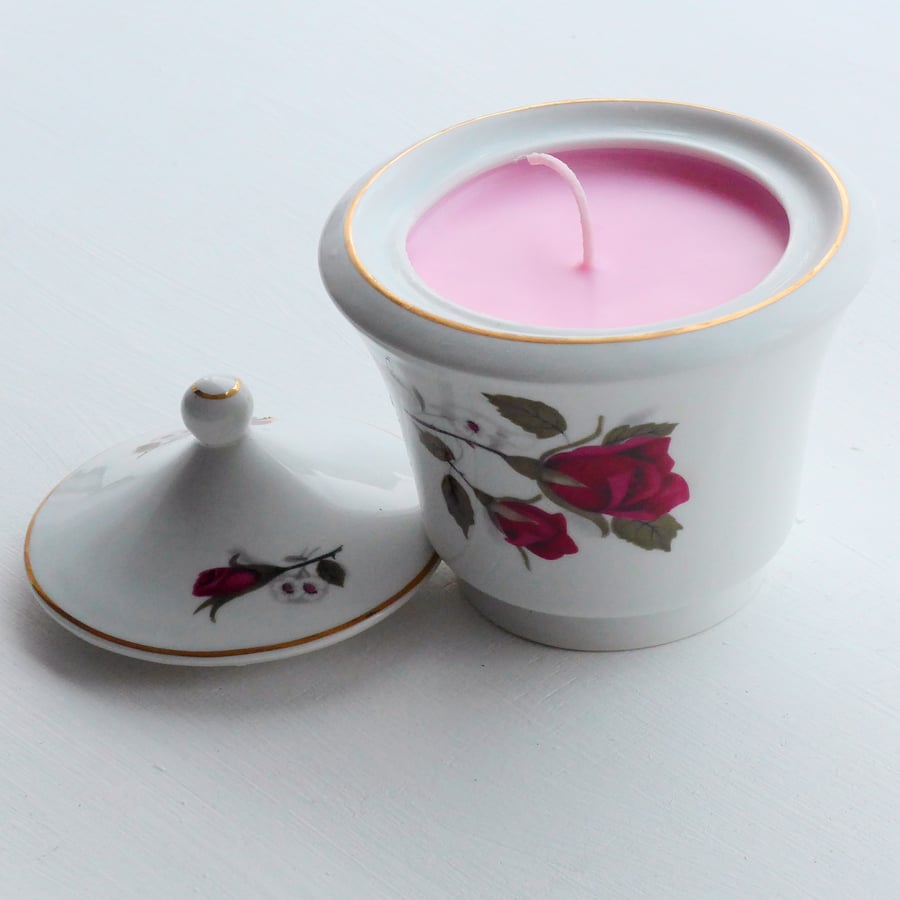 Vintage China Tea Rose Candle - Folksy