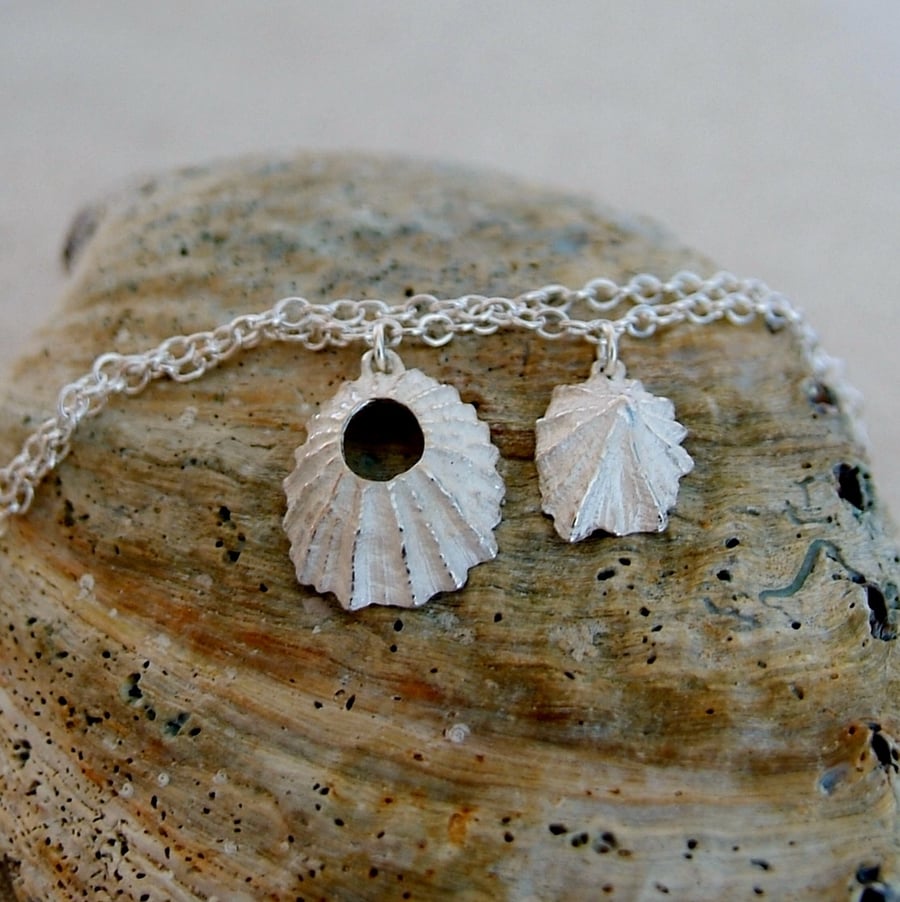 Silver shell bracelet - limpet shell charms - Folksy