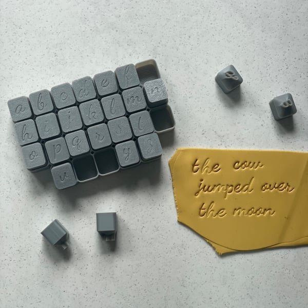 Alphabet stamp set in Cursive font 10mm - Folksy