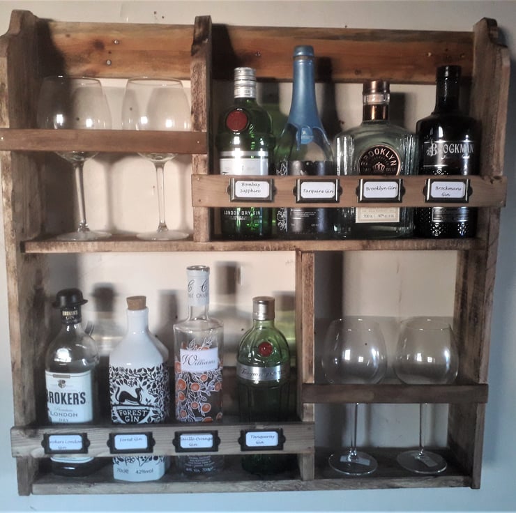 Gin rack, 6 bottles & 4 goblet glasses stor... - Folksy