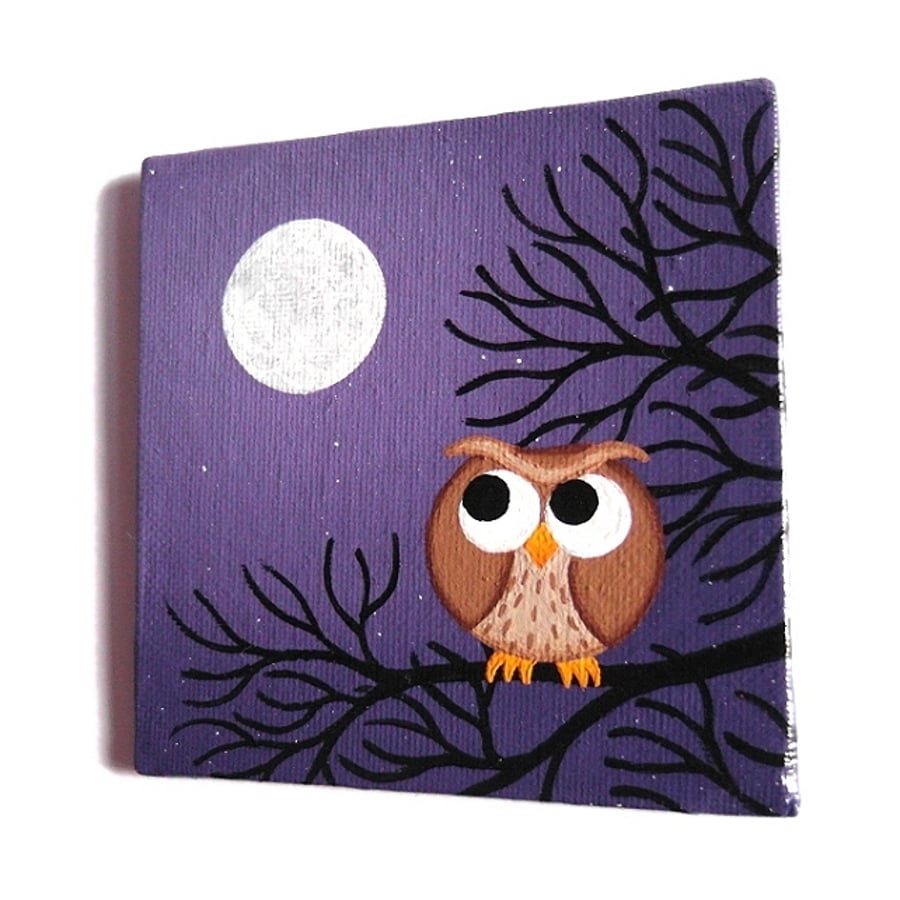 Owl Magnet - large painted fridge magnet with c... - Folksy