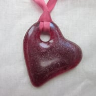 Handmade cast glass pendant - Heart of glass - ... - Folksy