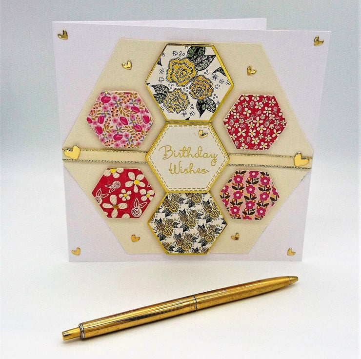 Handmade Birthday Card Birthday Wishes Hexagon ... - Folksy