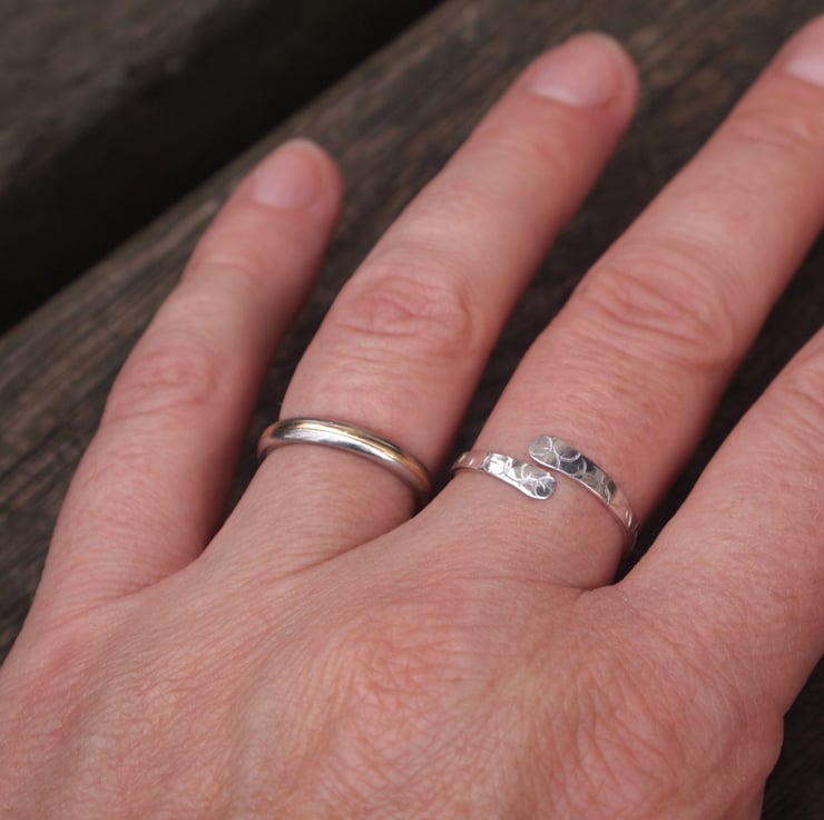 Silver ring, forged silver ring with bubbles te... - Folksy