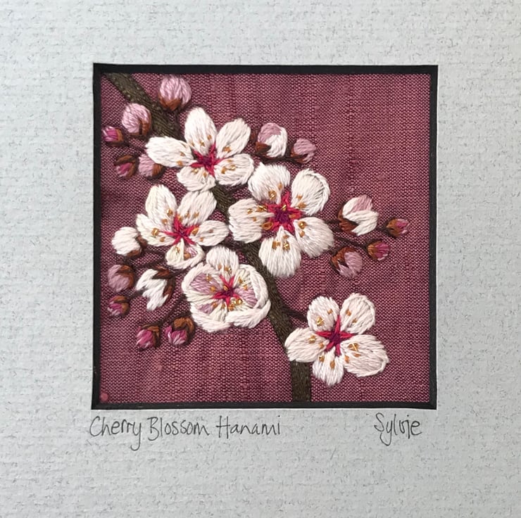 Cherry Blossom Hanami - hand embroidered pictured - Folksy