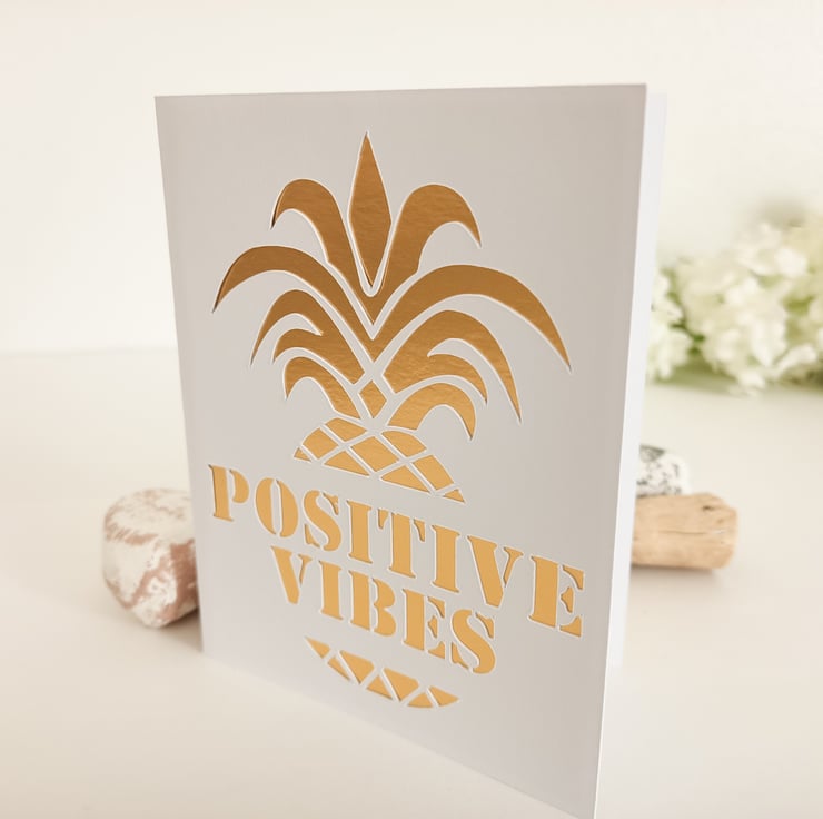 Positive Vibes Pineapple Card - Folksy