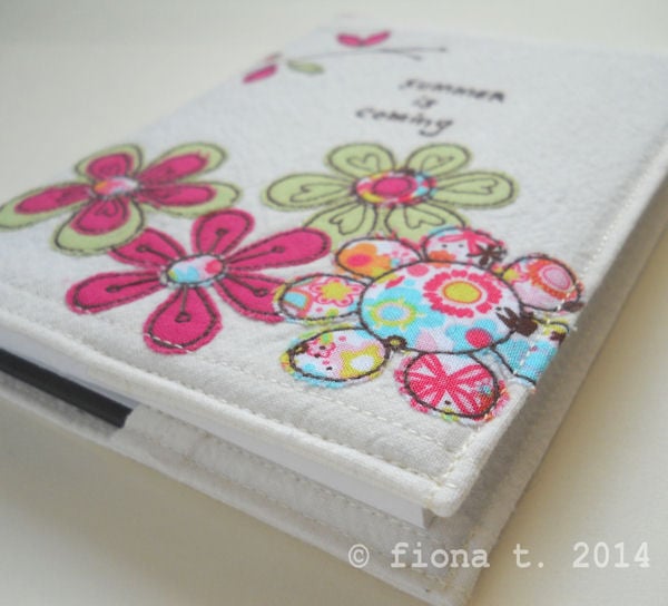 freehand embroidered flowers notebook - Folksy