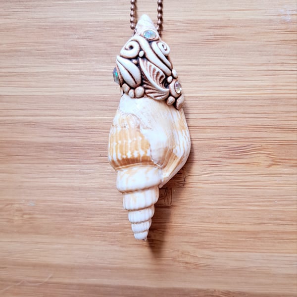 Seashell with Air Dry Resin Clay Amulet Pendant - Folksy