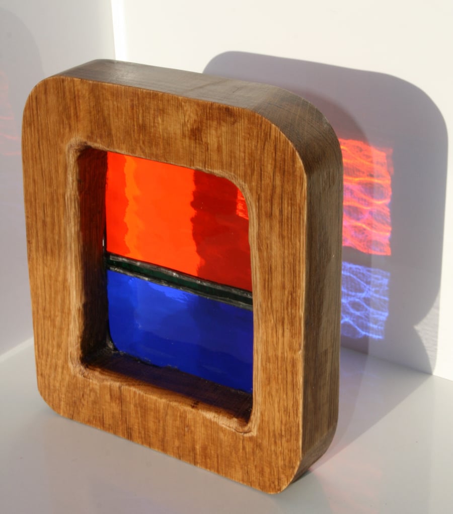 ‘Trio of colours’ Handmade stained glass framed... - Folksy
