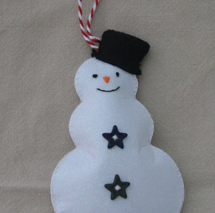 Festive Felt Snowman Christmas Tree Decoration ... - Folksy