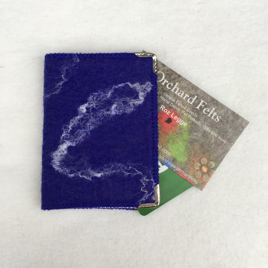 Hand felted credit or business card wallet, pur... - Folksy