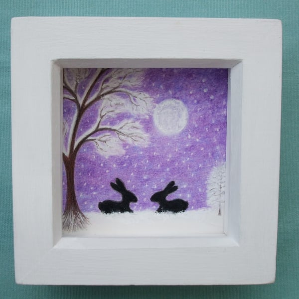 Framed Bunny Picture, Christmas Art Gift, Rabbi... - Folksy