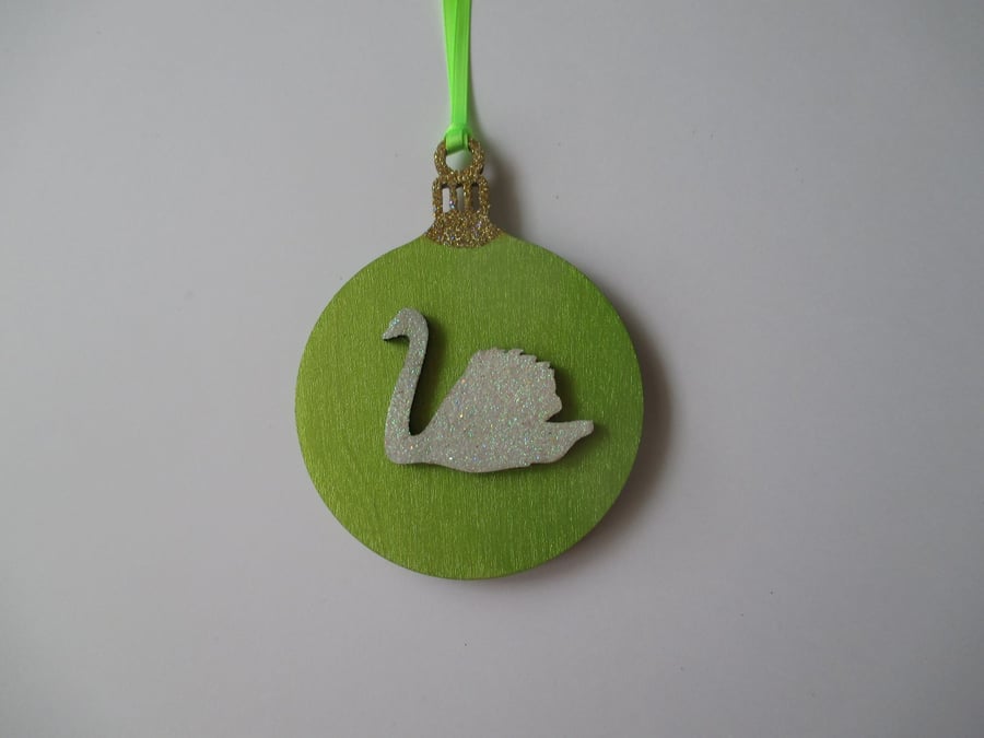 SALE White Swan Christmas Tree Bauble Decoratio... - Folksy