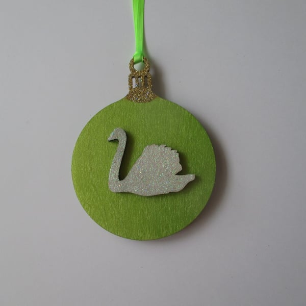 SALE White Swan Christmas Tree Bauble Decoratio... - Folksy