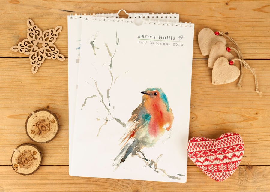 Bird Calendar 2024 with bird paintings A4 size ... - Folksy