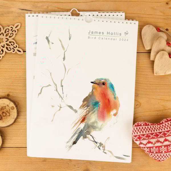 Bird Calendar 2024 with bird paintings A4 size ... - Folksy