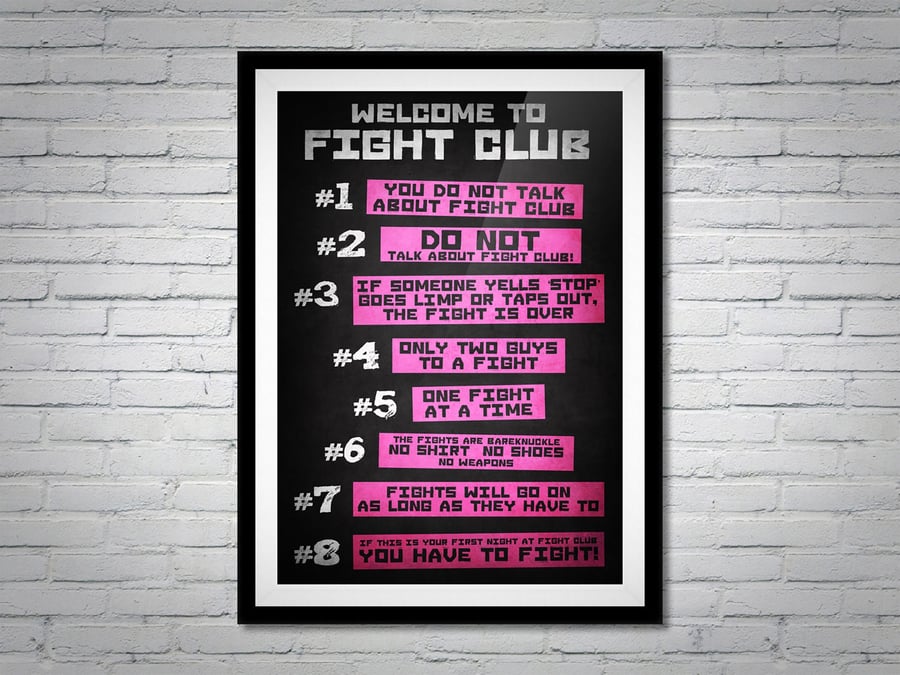 Fight Club Rules Tyler Durden Bar Sign Movie Po... - Folksy