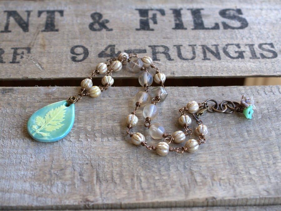 Spring Inspired Wire Wrapped Necklace - Folksy