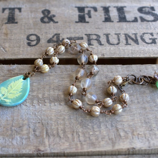 Spring Inspired Wire Wrapped Necklace - Folksy