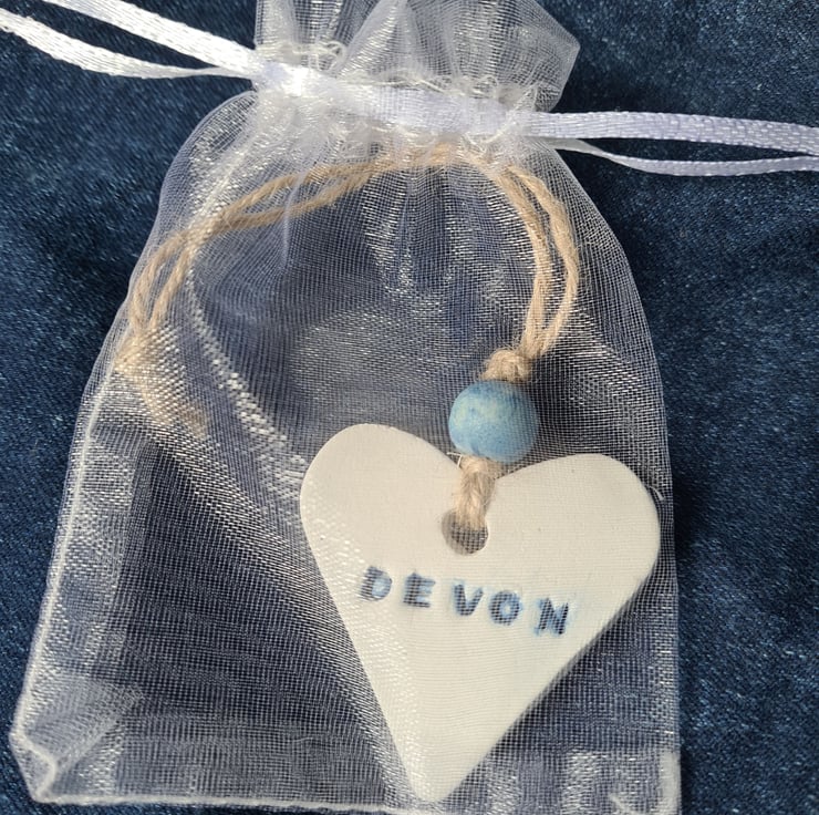 Heart clay hanging decoration Devon holiday hom... - Folksy
