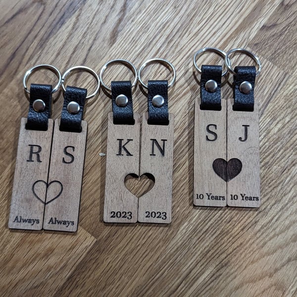 Personal Couples Keyring - Personalized solid M... - Folksy