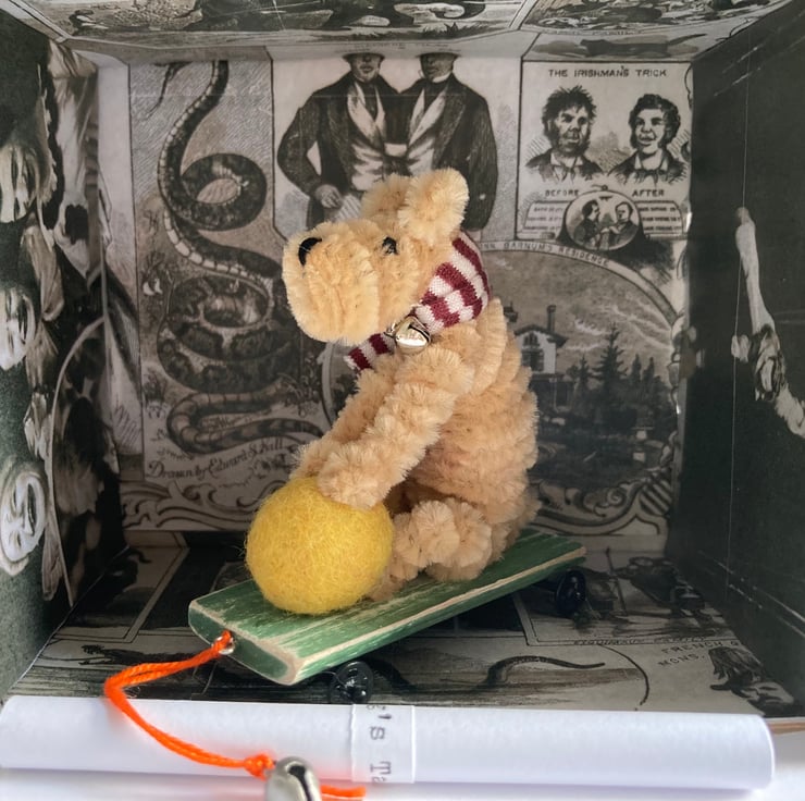 Miniature Handmade Dog on a Pull Along Trolley ... - Folksy