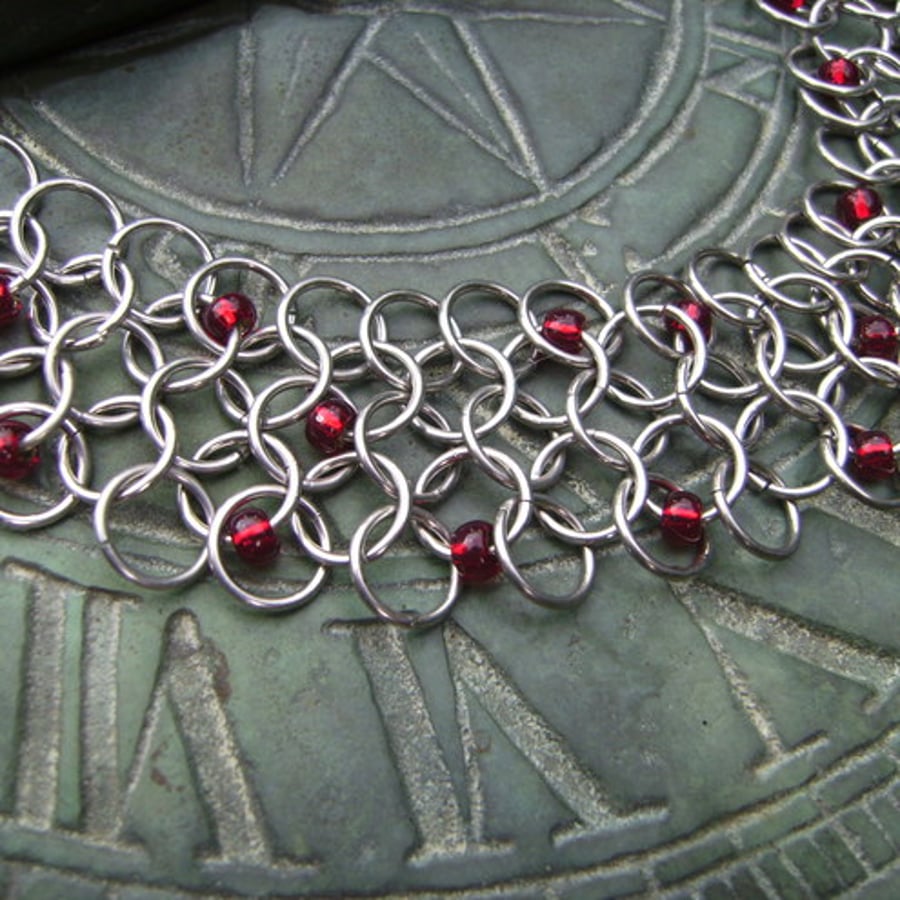 chainmail choker necklace Dragon Blood Droplet - Folksy