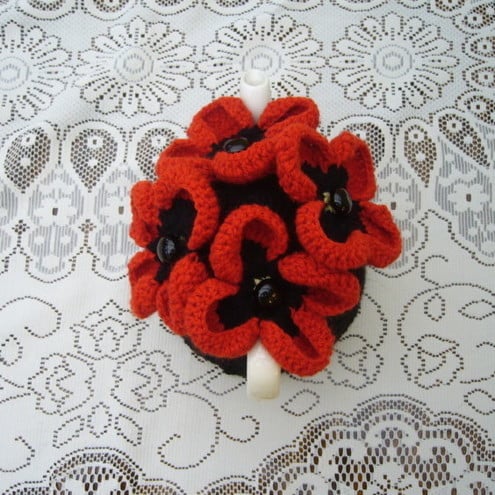 4-6 Cup Crochet Tea Cosy with Poppies (Made to ... - Folksy