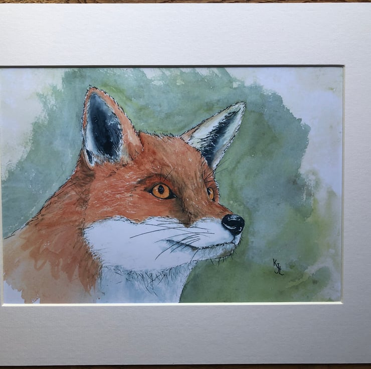 A4 or A3 mounted print of Freathy Fox from my o... - Folksy