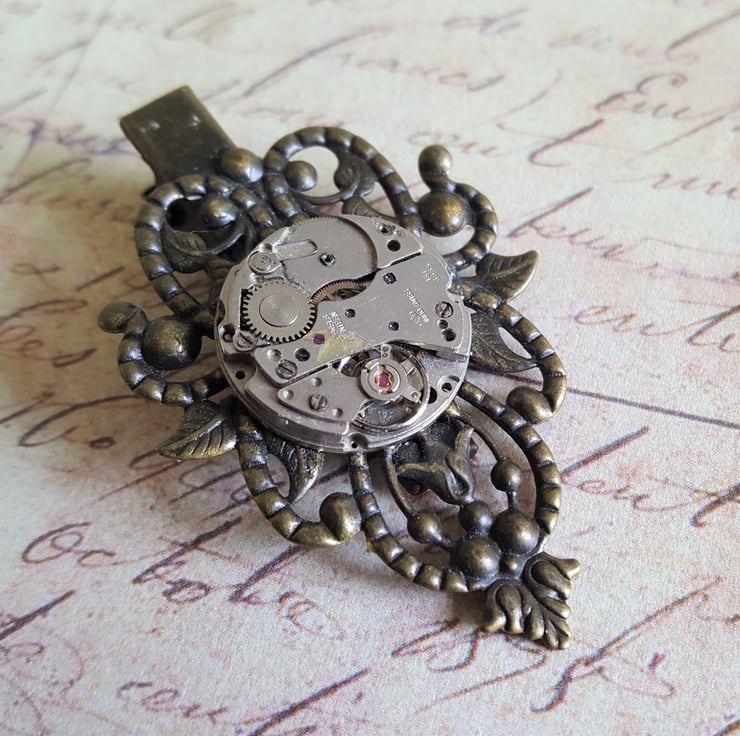 Steampunk Watch Movement Hair Clip - Folksy