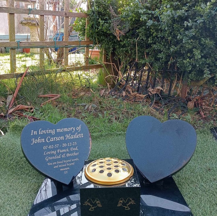 Grave Plaque Double heart Grave Stone Memorial ... - Folksy