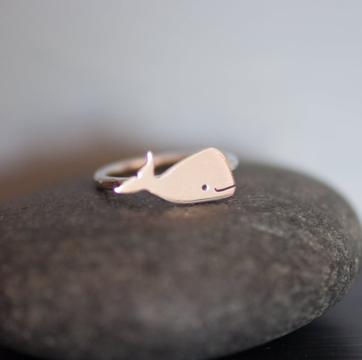 Happy Sterling Silver Whale Ring - Folksy