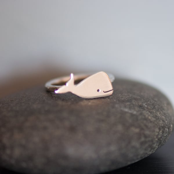 Happy Sterling Silver Whale Ring - Folksy