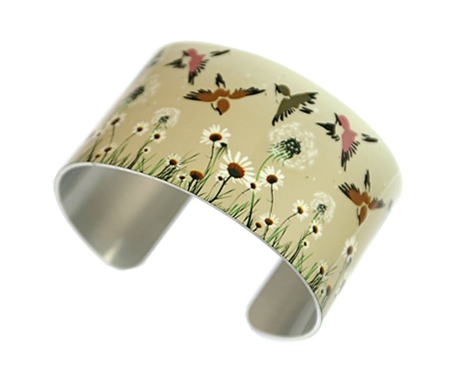 Cuff bracelet, bird jewellery, beige women's ba... - Folksy