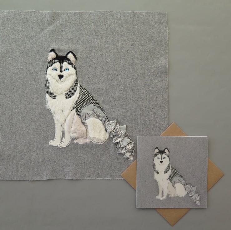 Husky dog card - Folksy