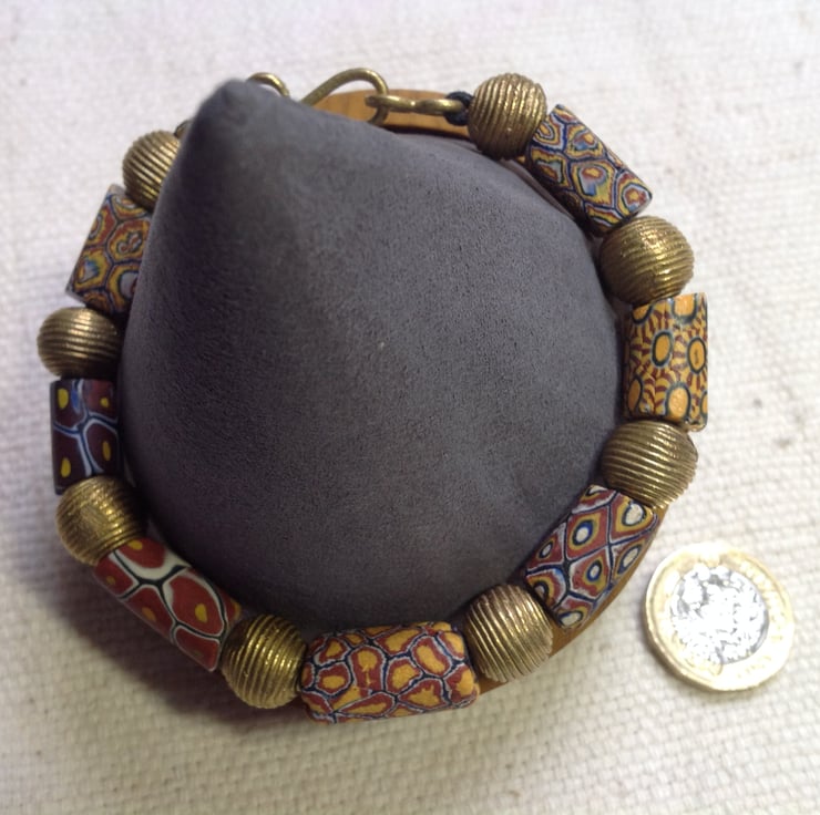 Unusual man's bead bracelet with new brass and ... - Folksy