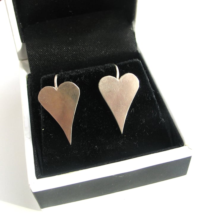 Silver Heart Earrings - Folksy