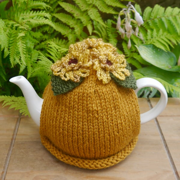 Autumn Daisy Tea Cosy, Golden Flower Tea Cozy - Folksy