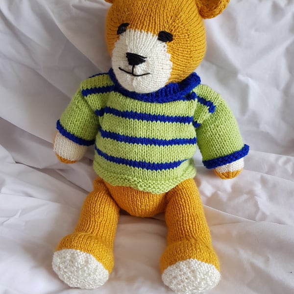 Hand knitted soft teddy bear - Folksy