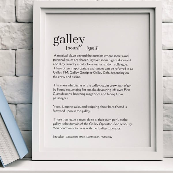 Galley Dictionary Definition Print Cabin Crew G... - Folksy