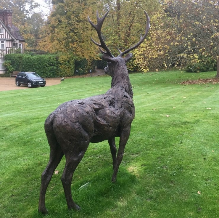 Standing Red Deer Stag Animal Statue Large Bron... - Folksy
