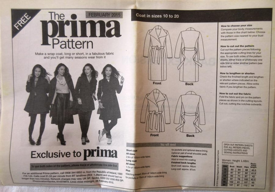 A multi-size sewing pattern for a woman's wrap ... - Folksy