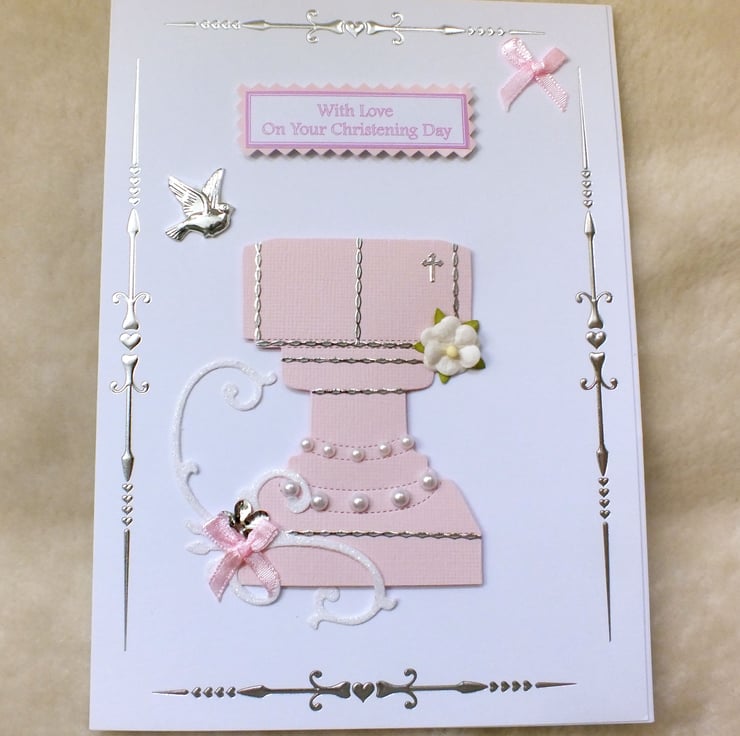 Handmade Font Christening Card - Folksy