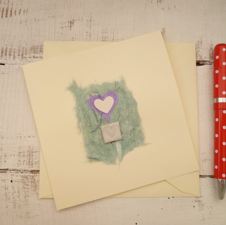 Handmade ceramic Gift card, blank greetings car... - Folksy