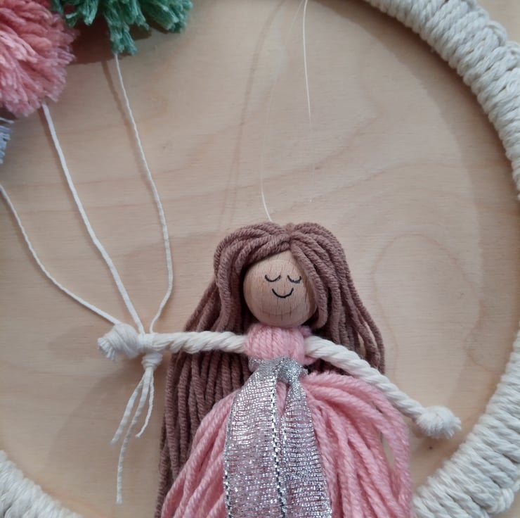 Girl with balloons macrame wall decor - Folksy