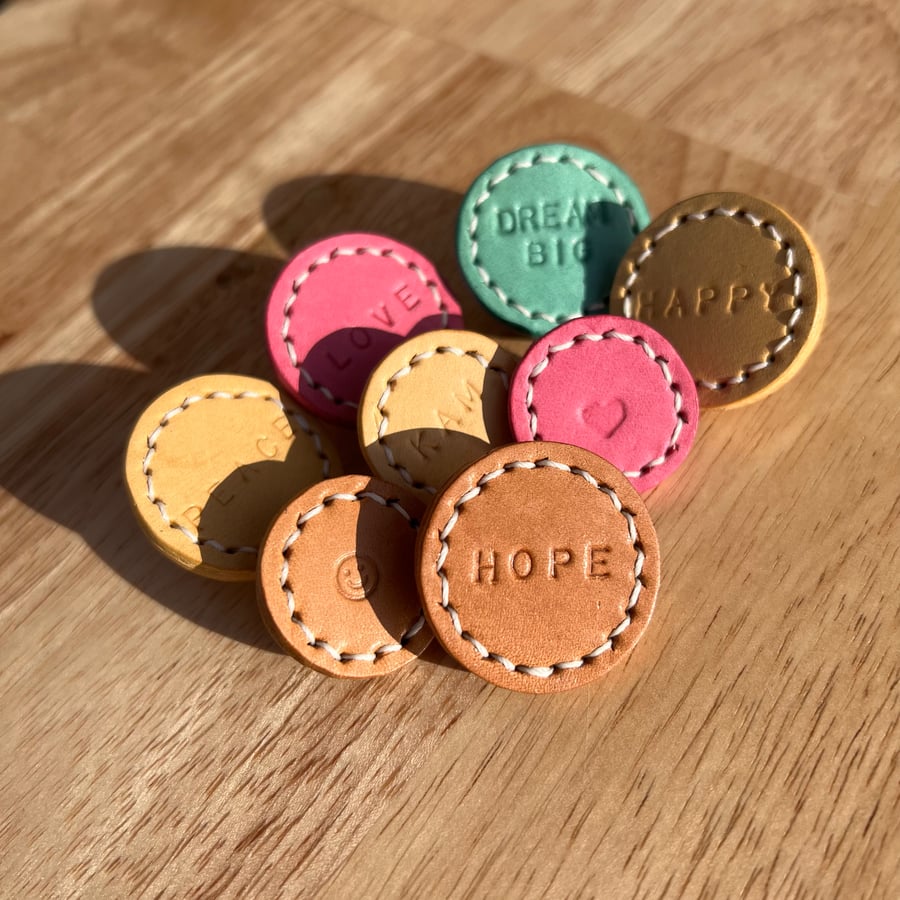 Handmade Leather Pin Badge - Folksy