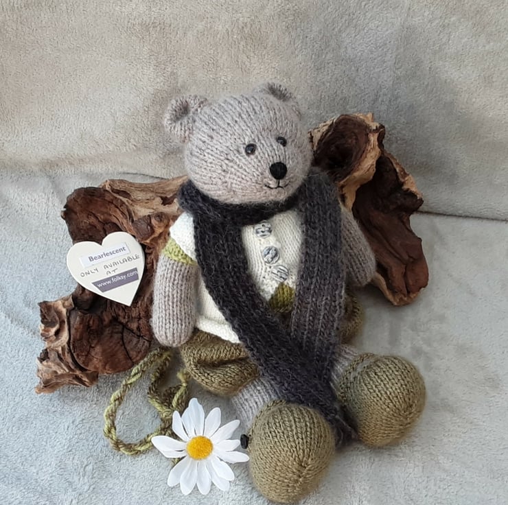 Hand knitted bear, Dressed Teddy Bear, Handmade... - Folksy