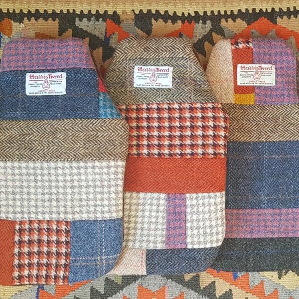 Harris Tweed Patchwork Hot Water Bottle Cover O... - Folksy