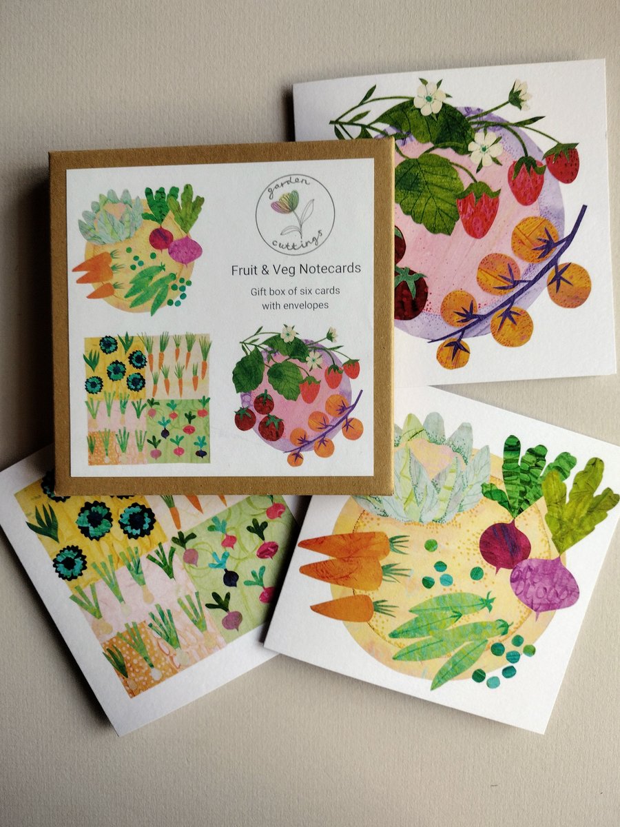 Fruit & Veg notecards, gift box - Folksy