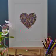 Very Berry Heart Print 12 x 15'' mounted, ready... - Folksy